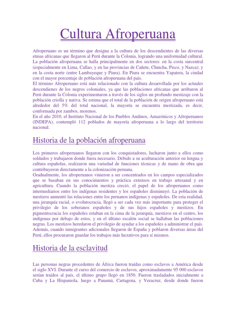 Cultura Afroperuana | PDF | Perú | Personas