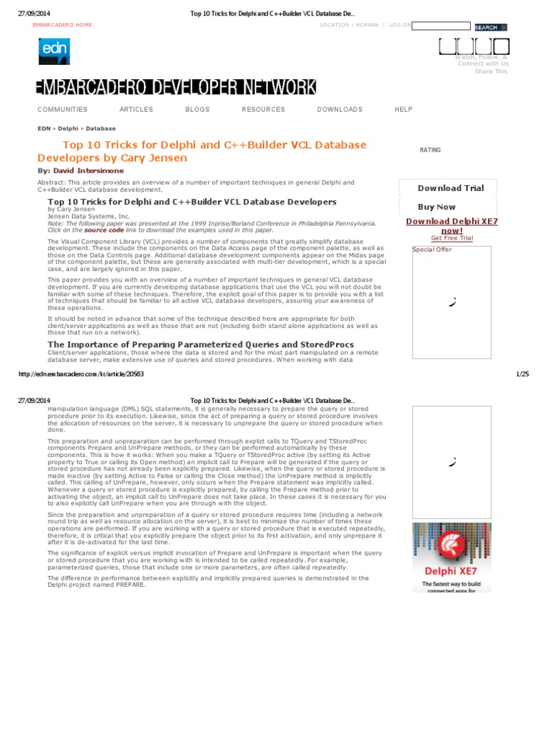 Top 10 Tricks For Delphi and C++Builder VCL Database Developers by Cary ...