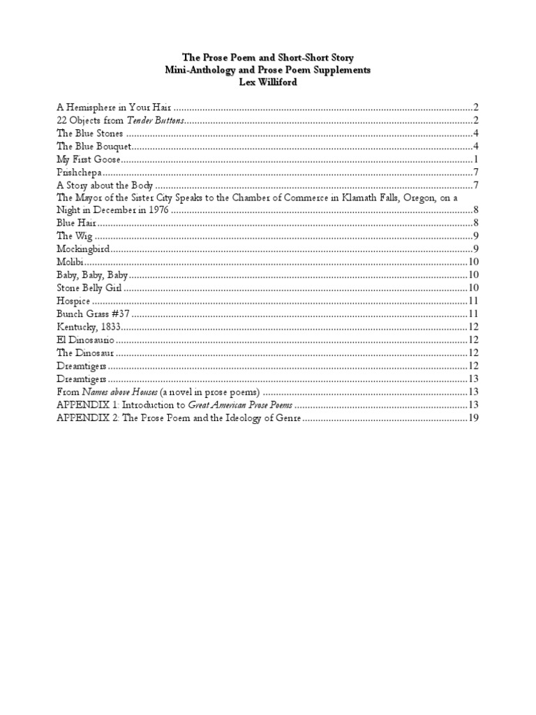 Prose Poem and Short Short Supplement | Wig | Nature