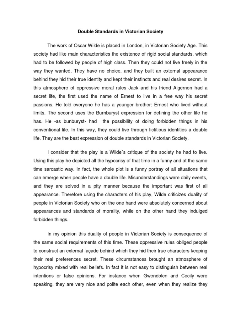 Double Standards in Victorian Society | PDF | Oscar Wilde | Religion ...