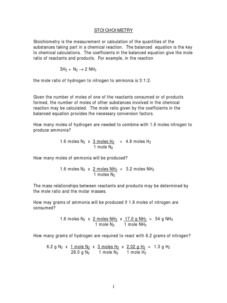 Stoichiometry For Chemistry | PDF | Stoichiometry | Sets Of Chemical ...