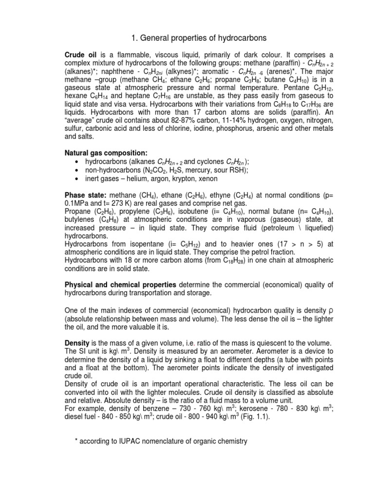 The General Properties of Hydrocarbons | PDF | Gases | Viscosity