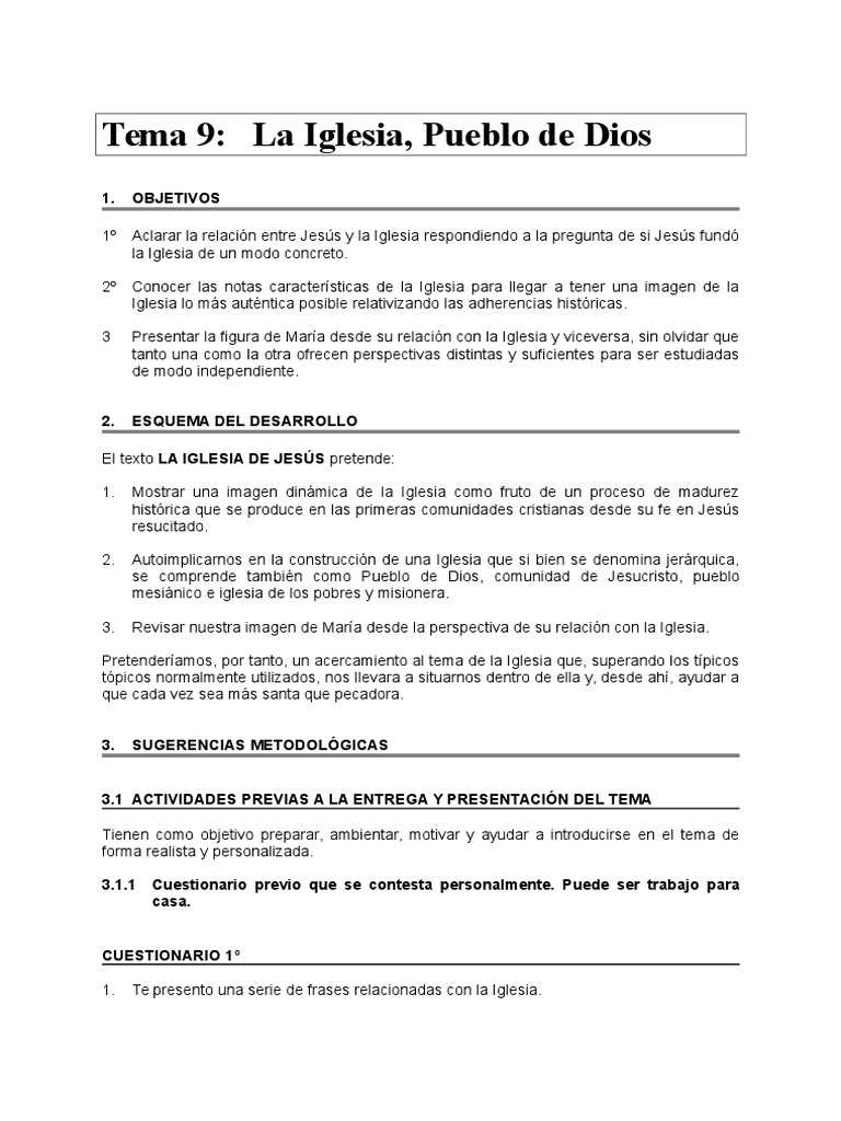 Tema 09 La Iglesia Pueblo de Dios | PDF | obispo | Iglesia Católica