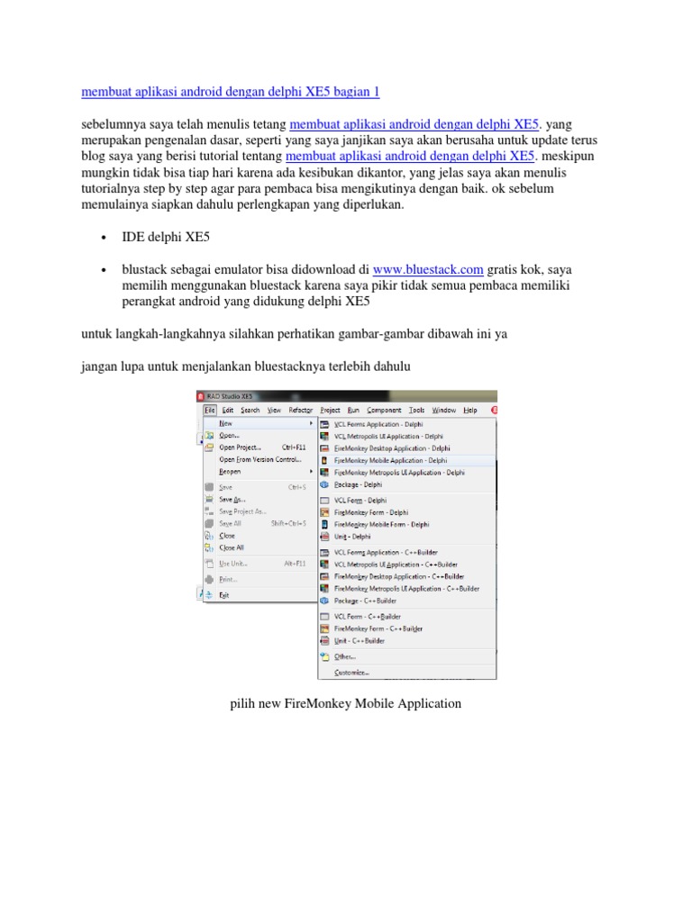 Membuat Aplikasi Android Dengan Delphi XE5 Bagian 1 | PDF