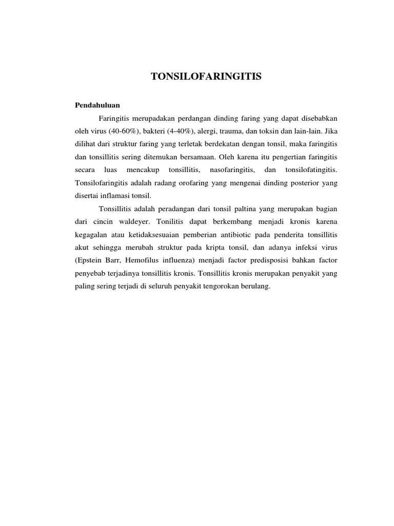 Referat Tonsilofaringitis | PDF