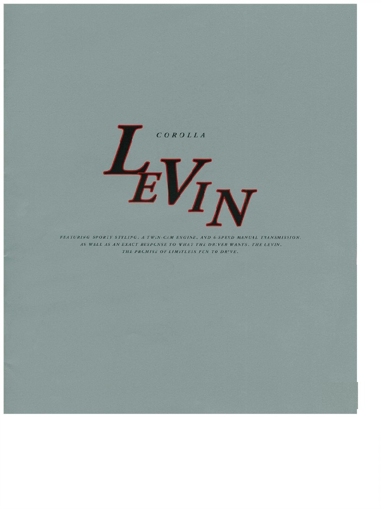 Toyota Corolla Ae111 Levin Brochure | PDF