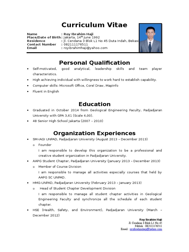 Curriculum Vitae Roy Ibrahim | PDF | Geology | Earth Sciences
