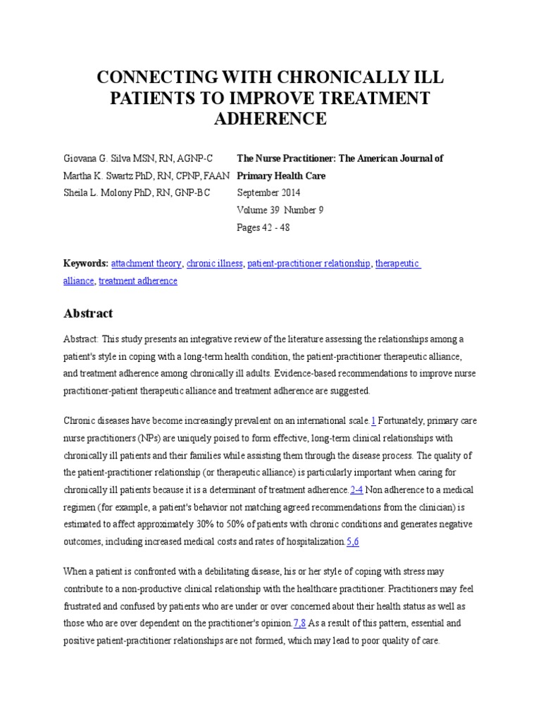 Connecting With Chronically Ill Patients To Improve Treatment Adherence ...