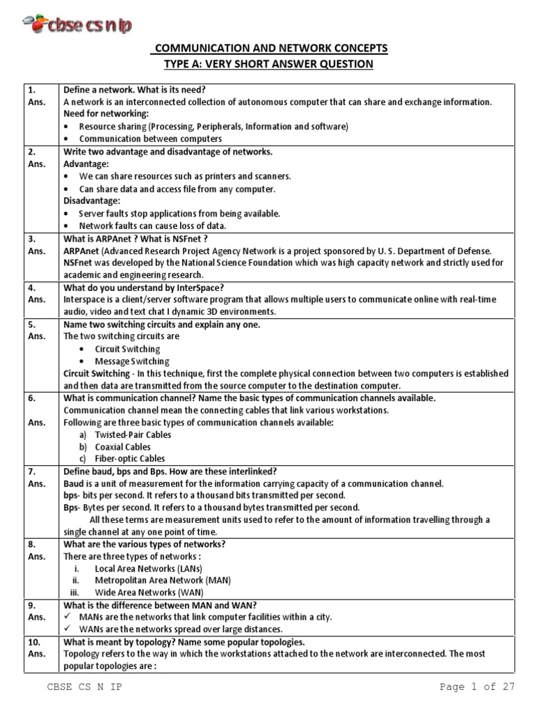 Communication and Network Concepts | PDF