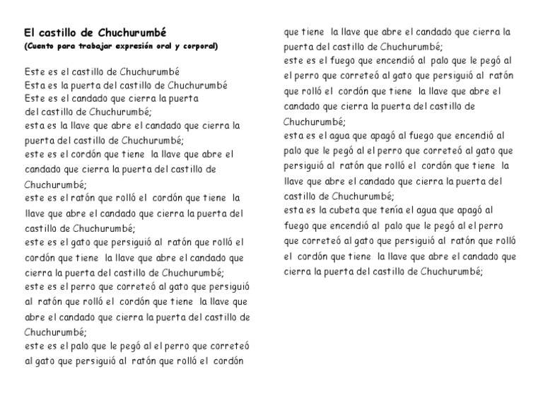 Cuento: El castillo de Chuchurumbé | PDF