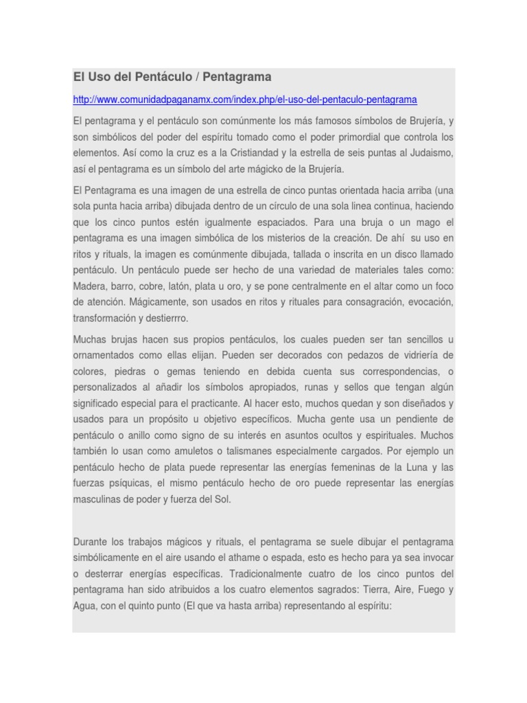 Uso y Significado del Pentáculo | PDF | Paganismo moderno | Brujería