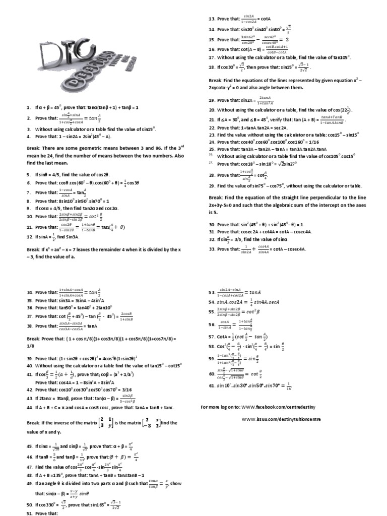 Opt Math | PDF | Trigonometric Functions | Sine
