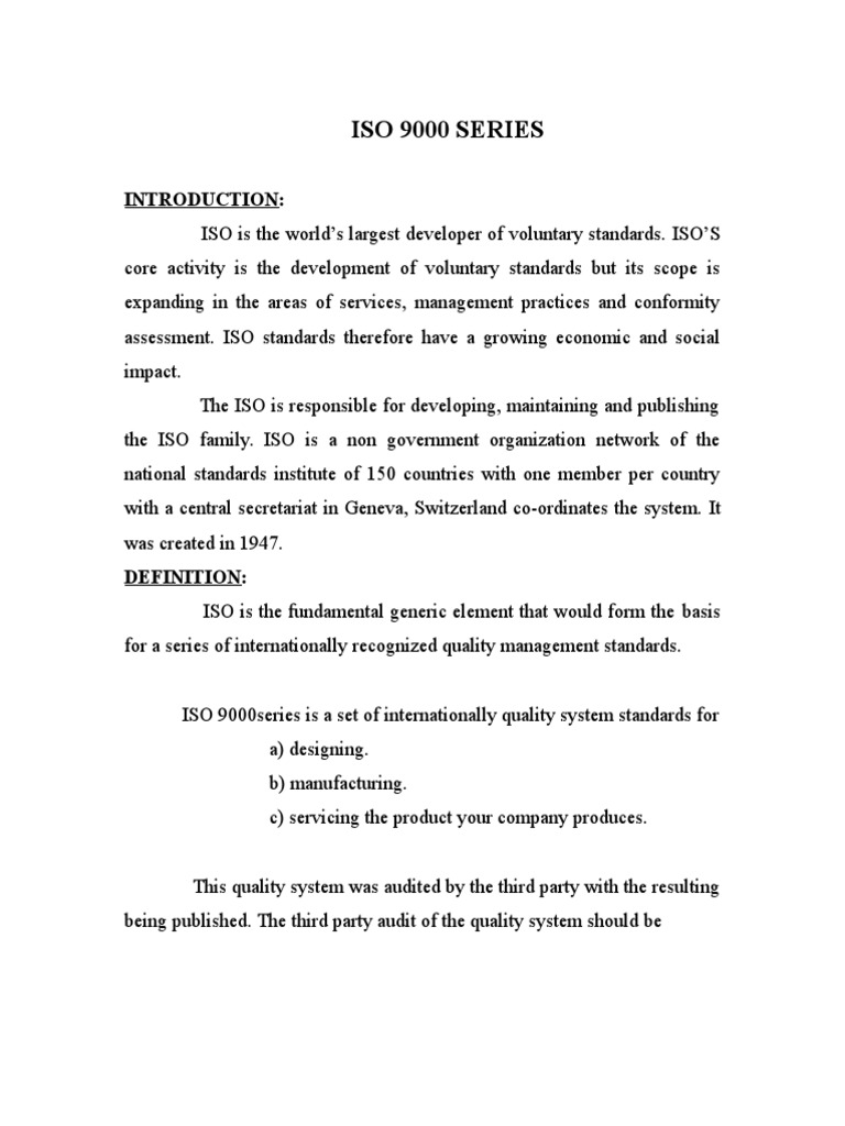 Iso 9000 Series | PDF | Iso 9000 | Quality Management System