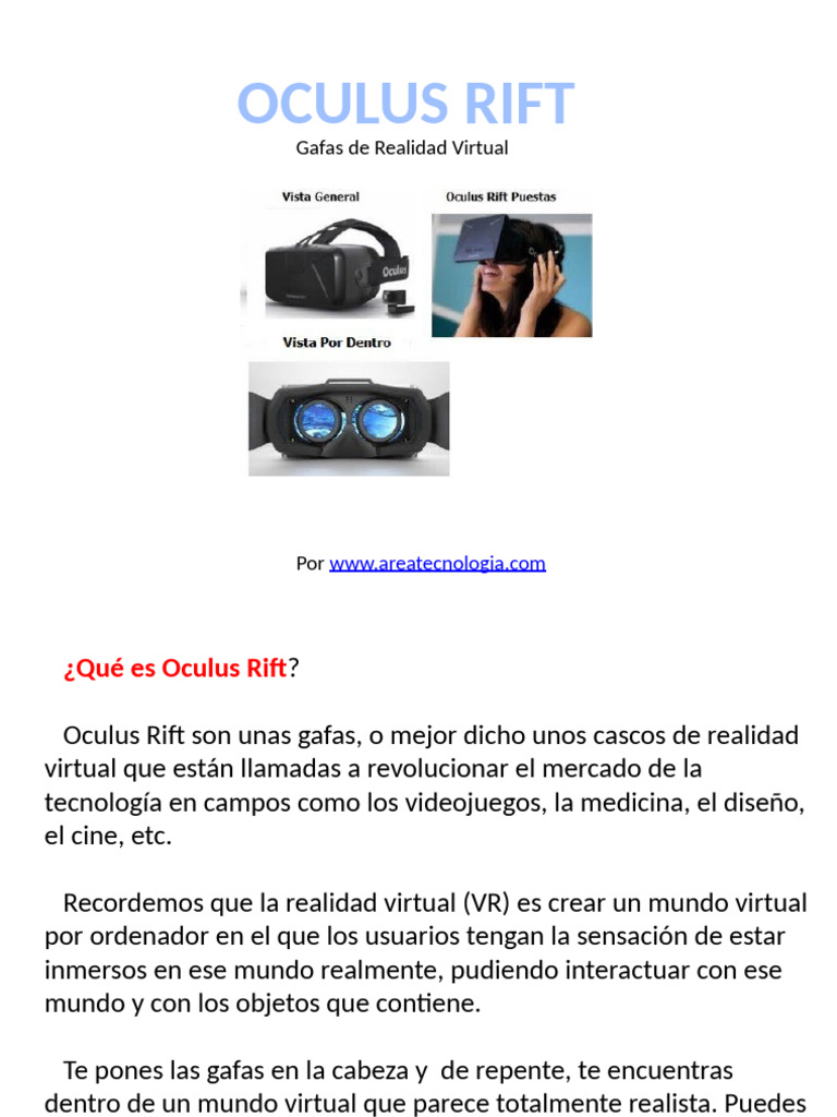 Oculus Rift | PDF | Realidad virtual | La interacción persona-ordenador