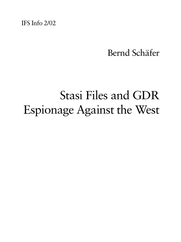 Stasi Files and GDR PDF | PDF | Stasi | Espionage