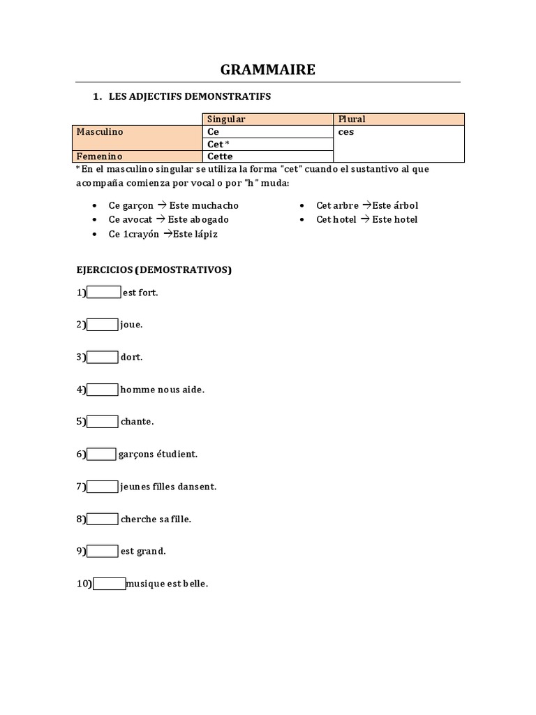 Resumen Gramatica Francés | PDF | Morfología | Vocabulario