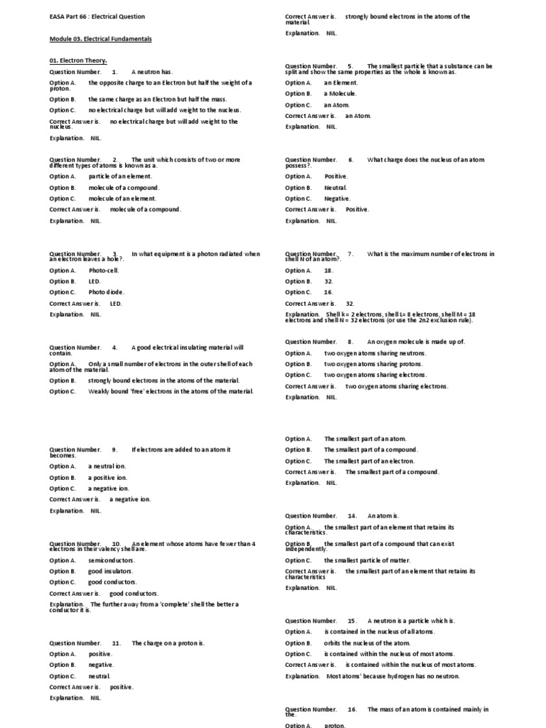EASA Module 3 (CAT A) Questions | PDF