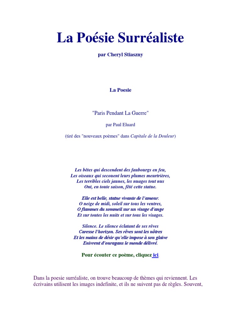 Poésie surréaliste : amour et rêves | PDF | Salvador Dalí | Poésie