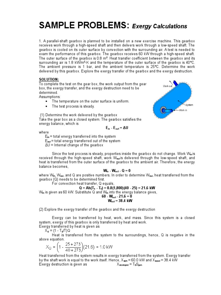 Sample Problems Exergy | PDF | Exergy | Heat