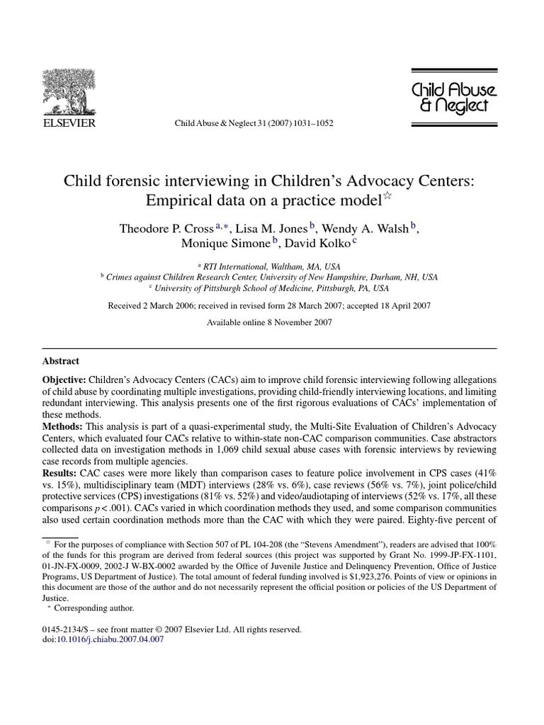 Child Forensic Interviewing | PDF | Child Protective Services | Child Abuse