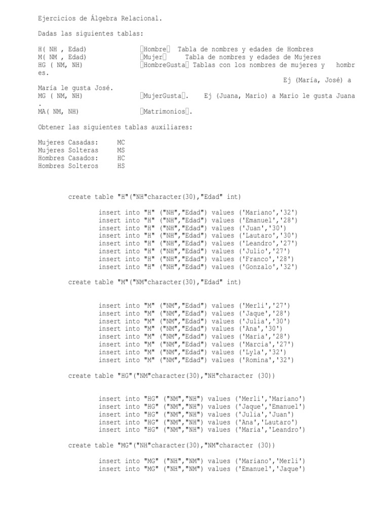 Ejercicios de Base de Datos | PDF | Bases de datos | Gestión de datos