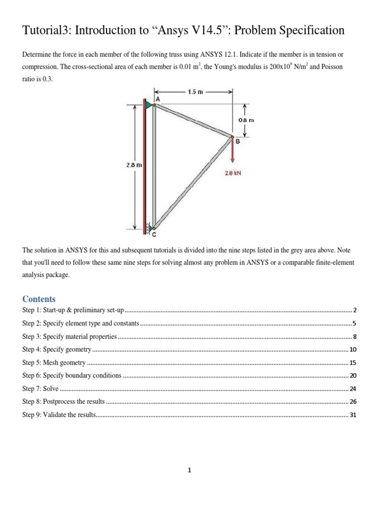 Tutorial3: Introduction To "Ansys V14.5": Problem Specification | PDF