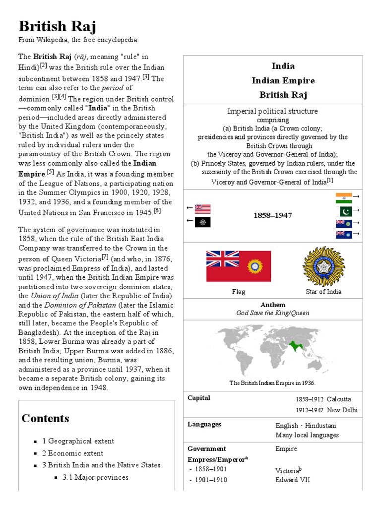 British Raj in India | PDF | British Raj | Partition Of India