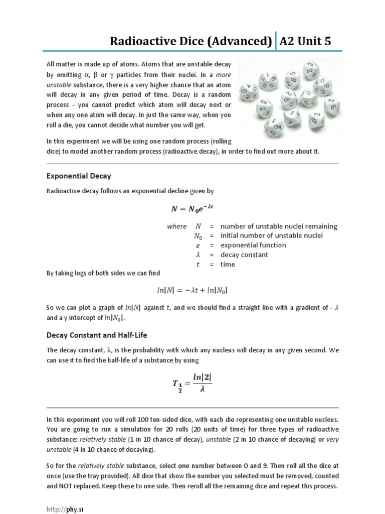 Radioactive Dice (Advanced) | PDF | Radioactive Decay | Atomic Nucleus