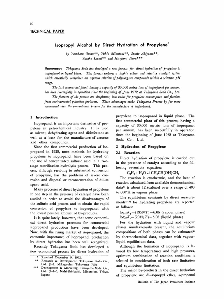 Tokuyama Process (High Temp, High Pressure) | PDF | Catalysis ...