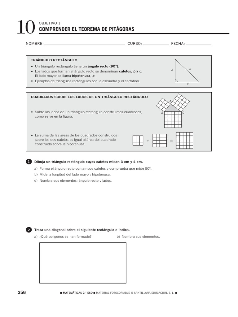 Importante - 1º Eso - Mates - Teorema de Pitagoras | PDF | Pi | Triángulo