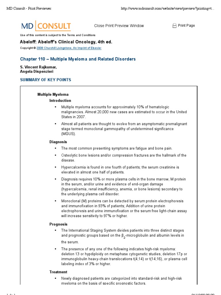 MD Consult - Print Previewer | PDF | Multiple Myeloma | Diseases And ...