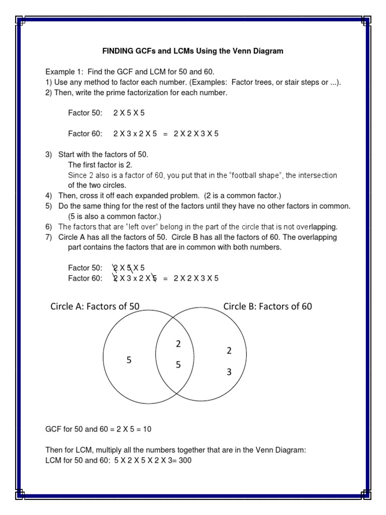Gcfs Lcms With Venn Diag | PDF | Computers