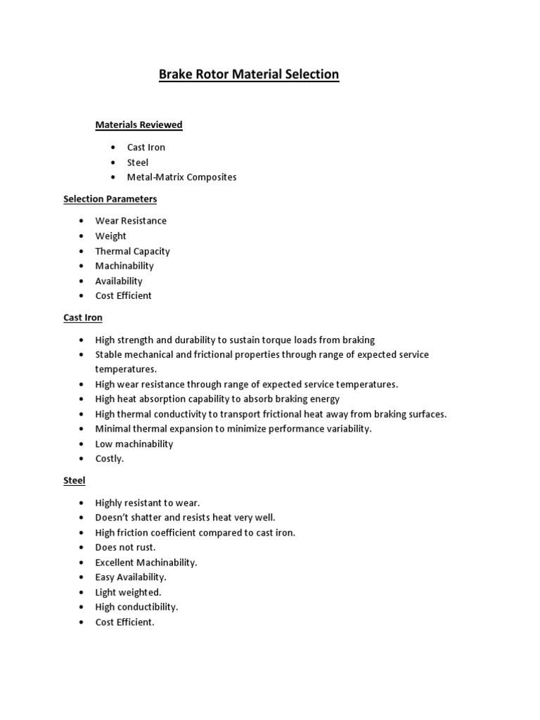 Steel Selection for Brake Rotors | PDF | Friction | Wear