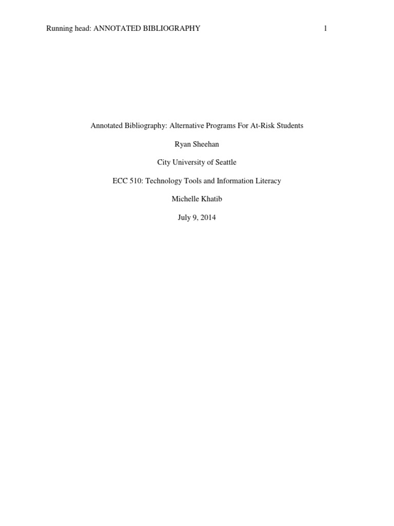 Annotated Bibliography With Title Page | PDF | High School Dropouts ...