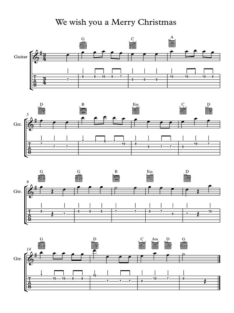We Wish You A Merry Christmas Guitar and Tab | PDF