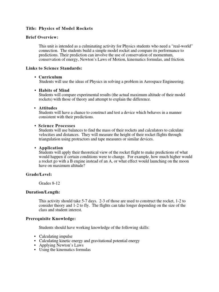 Physics Model Rockets | PDF | Rocket | Thrust