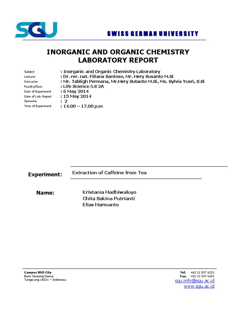 Caffeine Extraction from Tea Lab Report | PDF | Solubility | Sodium ...