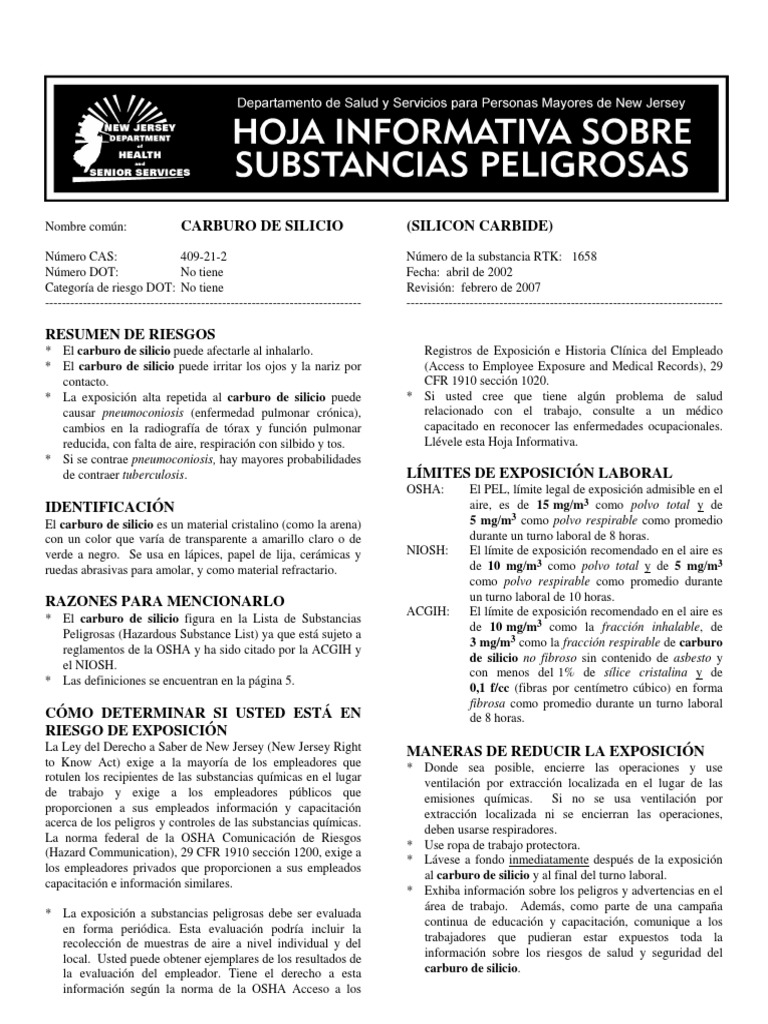 Carburo de Silicio | PDF | Administración de Seguridad y Salud ...