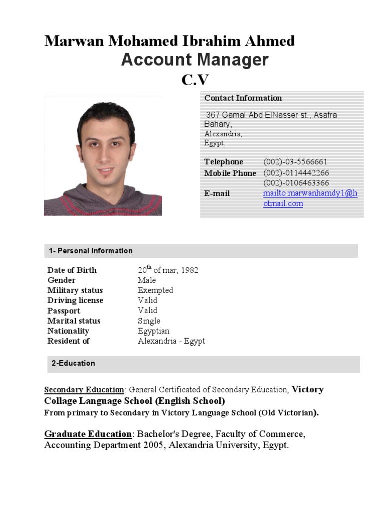 Marwan CV Account Manager | PDF