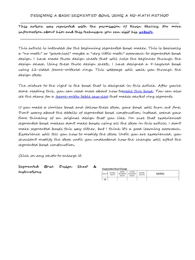 No-Math Segmented Bowl Design Guide | PDF | Length | Teaching Mathematics