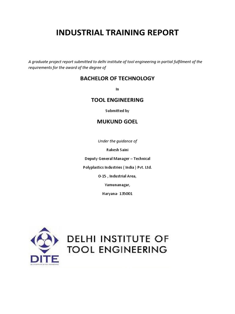 Tool Engineering Training Report | PDF | Technology & Engineering