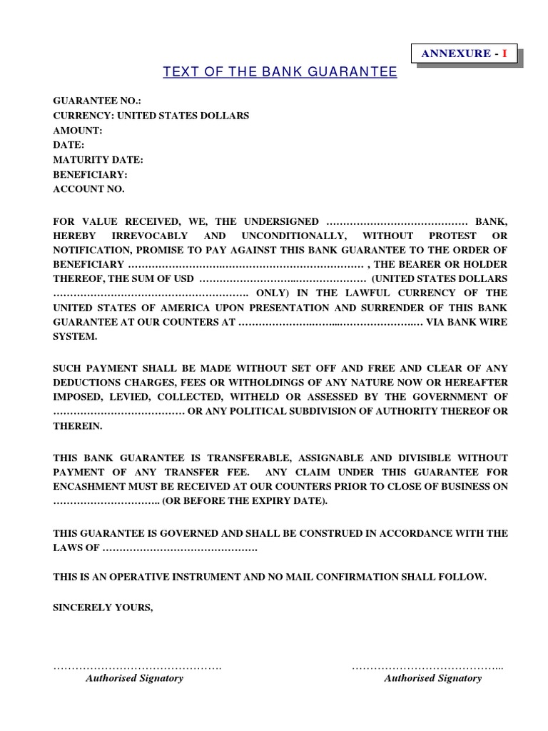 01 Bank Guarantee | PDF