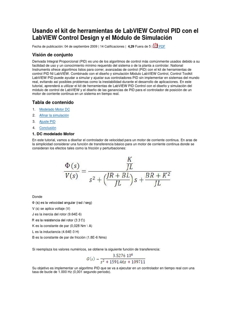 Usando El Kit de Herramientas de LabVIEW Control PID Con El LabVIEW ...