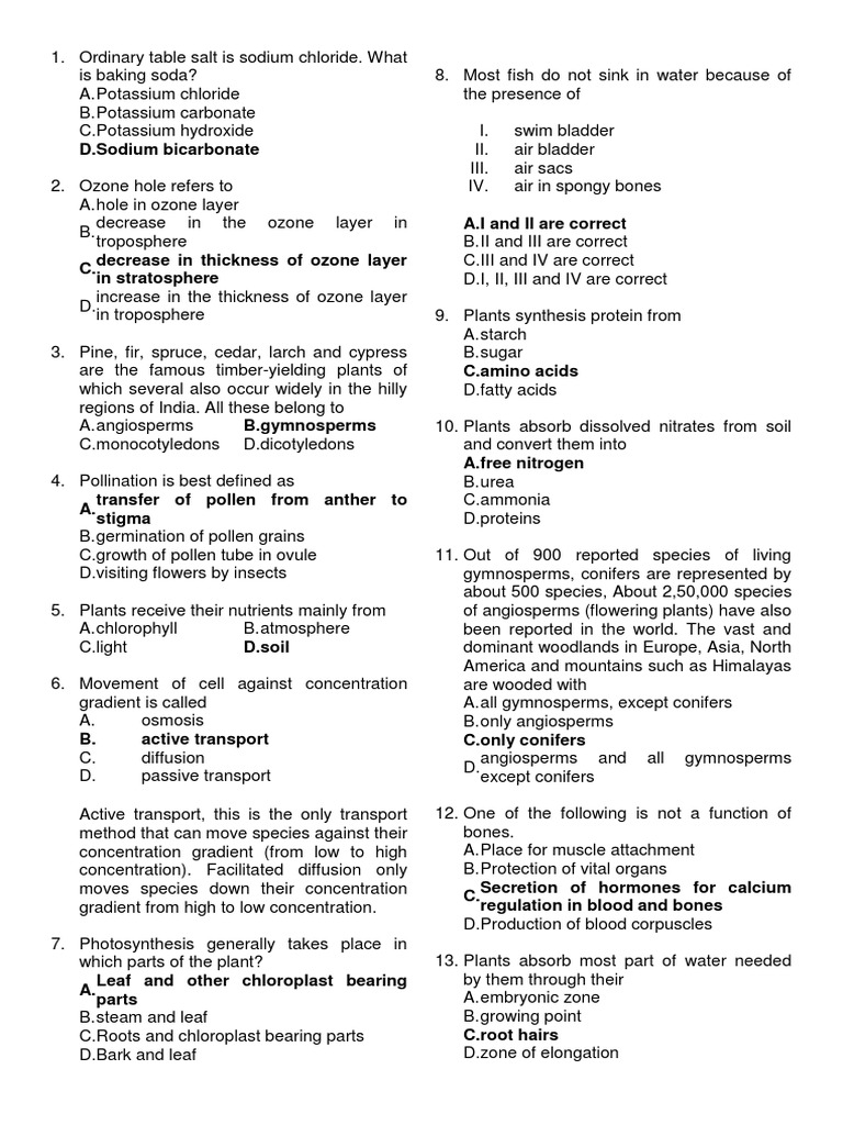 Biology Questions | Plants | Pinophyta