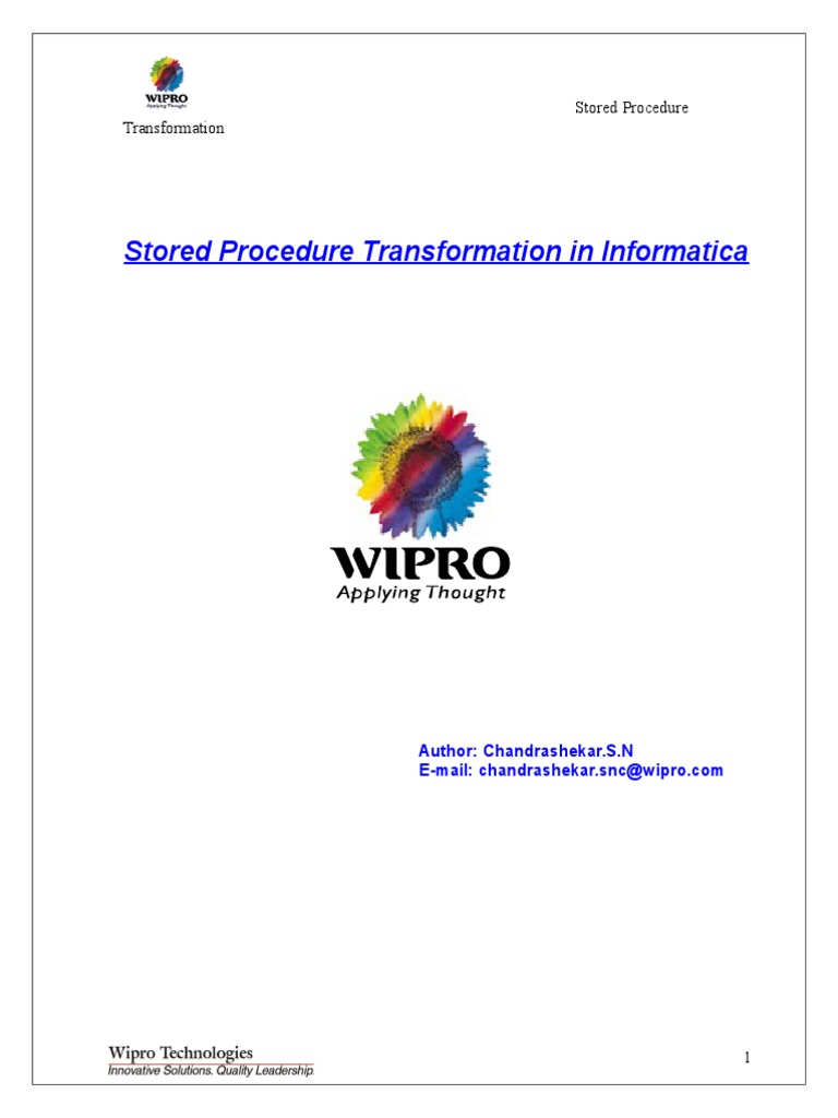 Stored Procedure Transformation In Informatica Pdf Parameter Computer Programming Subroutine