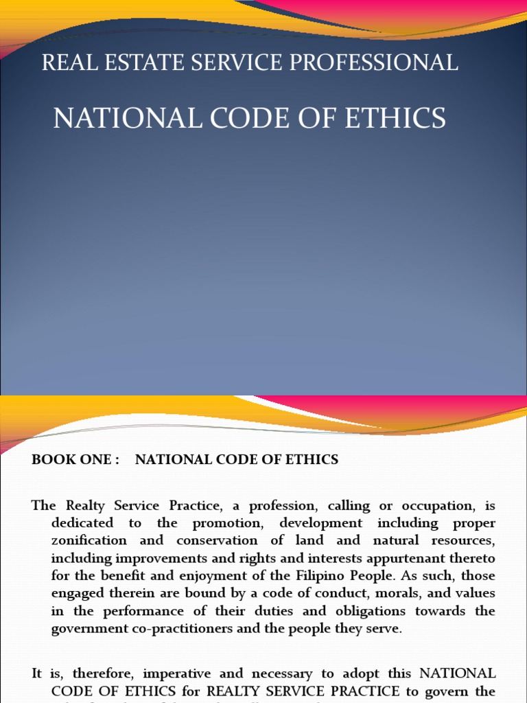 Code of Ethics - Real Estate Broker | PDF | Financial Transaction | Sales