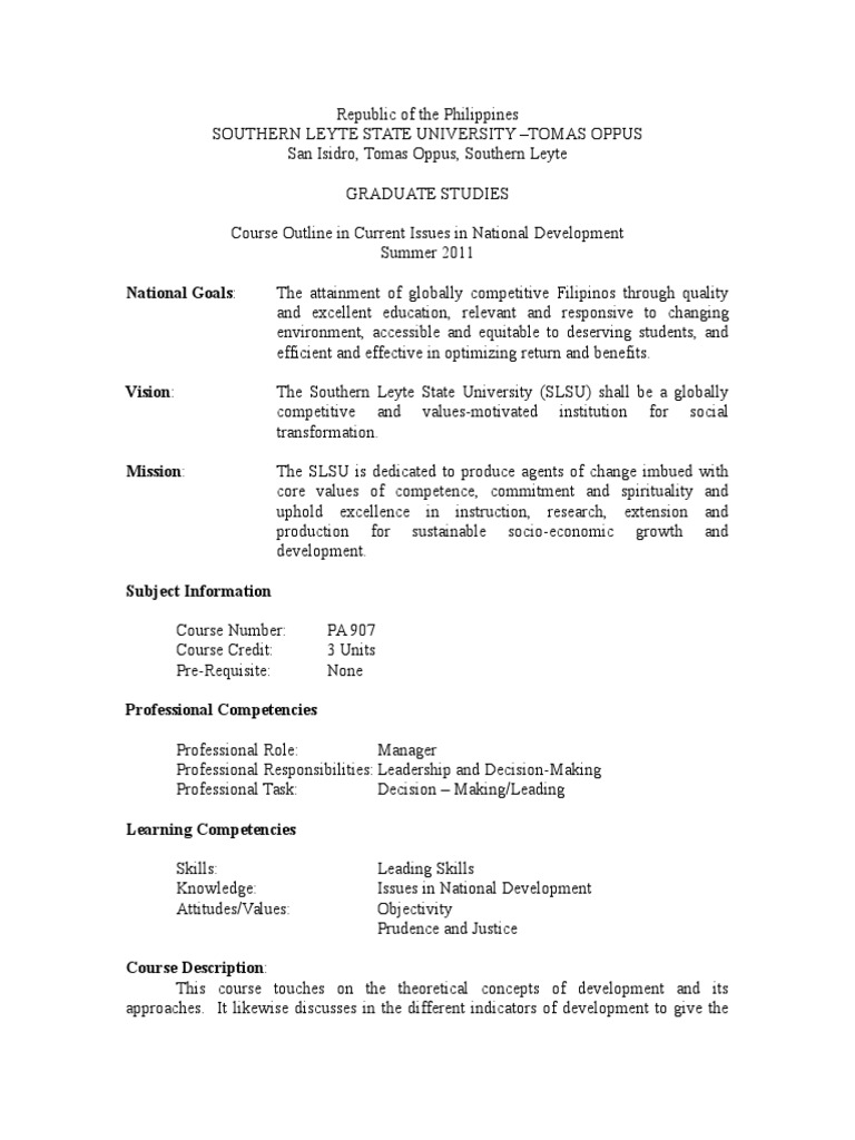 Current Issues in National Development | PDF | Competence (Human ...