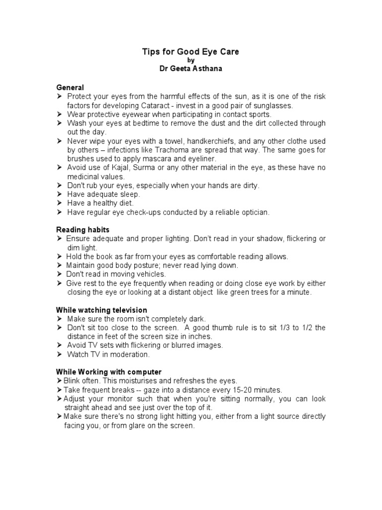 Eye Care | PDF | Eye | Visual Perception