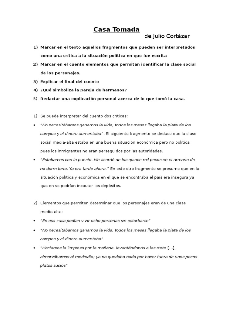 Casa Tomada | PDF | Cuentos