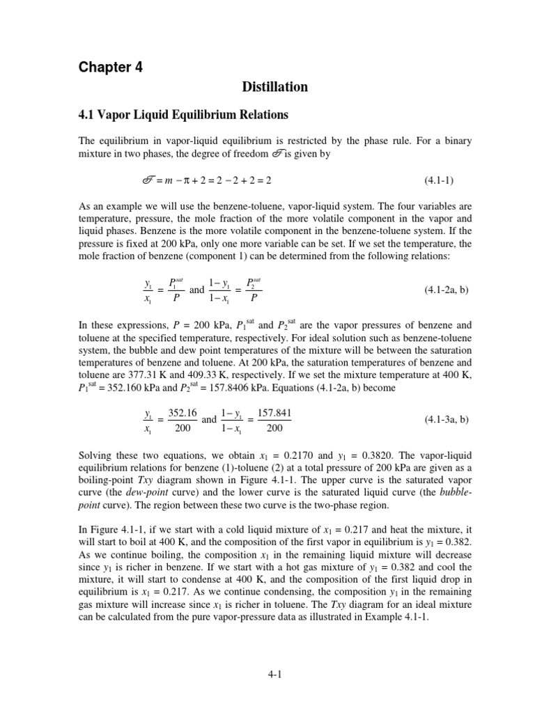 4.1 Vapor Liquid Equilibrium Relations: Distillation | PDF